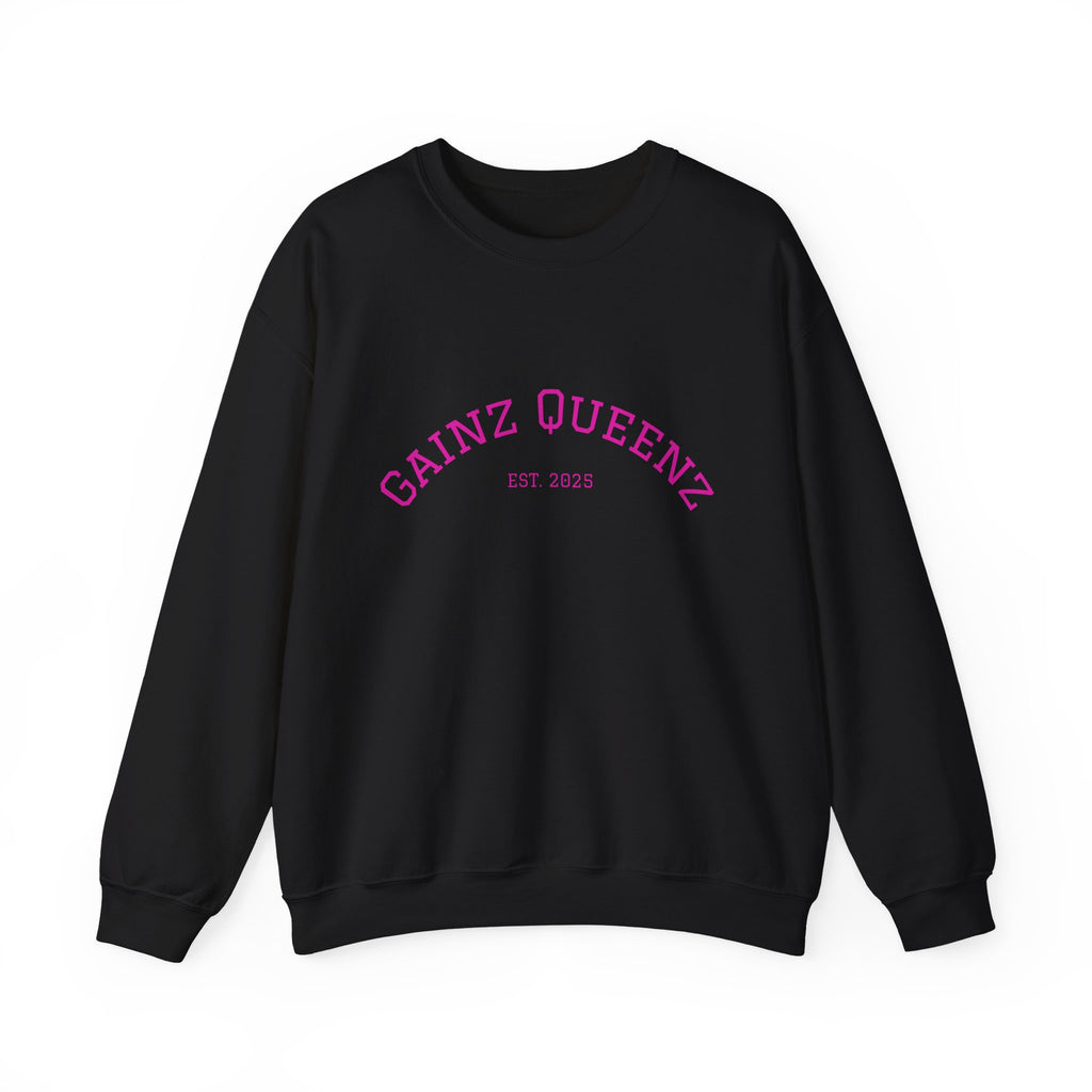 Minimal Embossed Logo Crewneck Sweatshirt | Black Pullover – Gainz Queenz